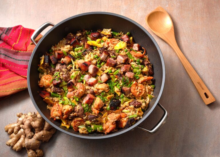 Arroz Frito con Pork Belly con Miel, Arrachera y Camarones - Pati ...