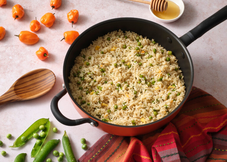Honey Habanero Rice with Peas - Pati Jinich